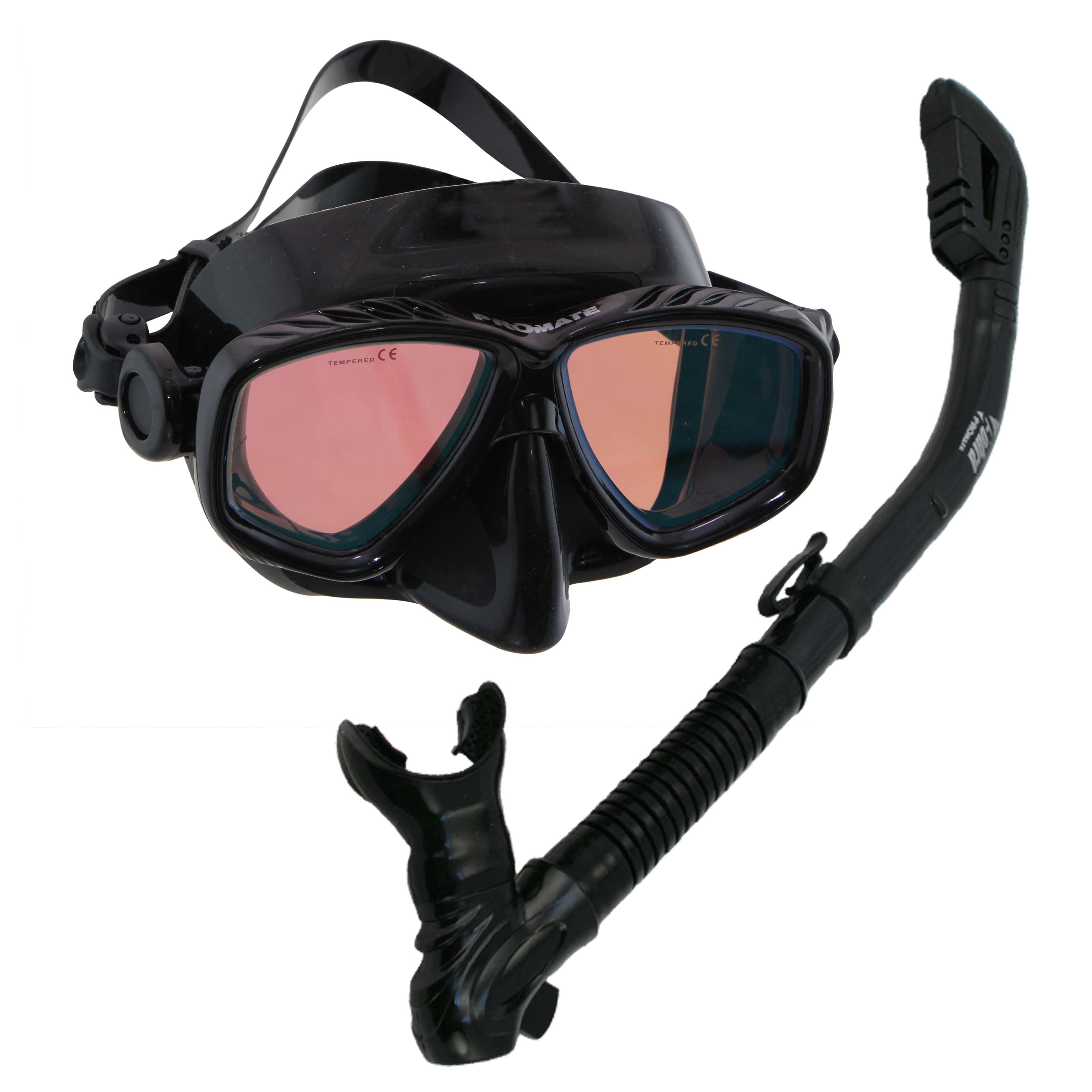 Snorkeling Set DRY Snorkel Scuba Dive PURGE Mask w/ COLOR CORRECTION ...